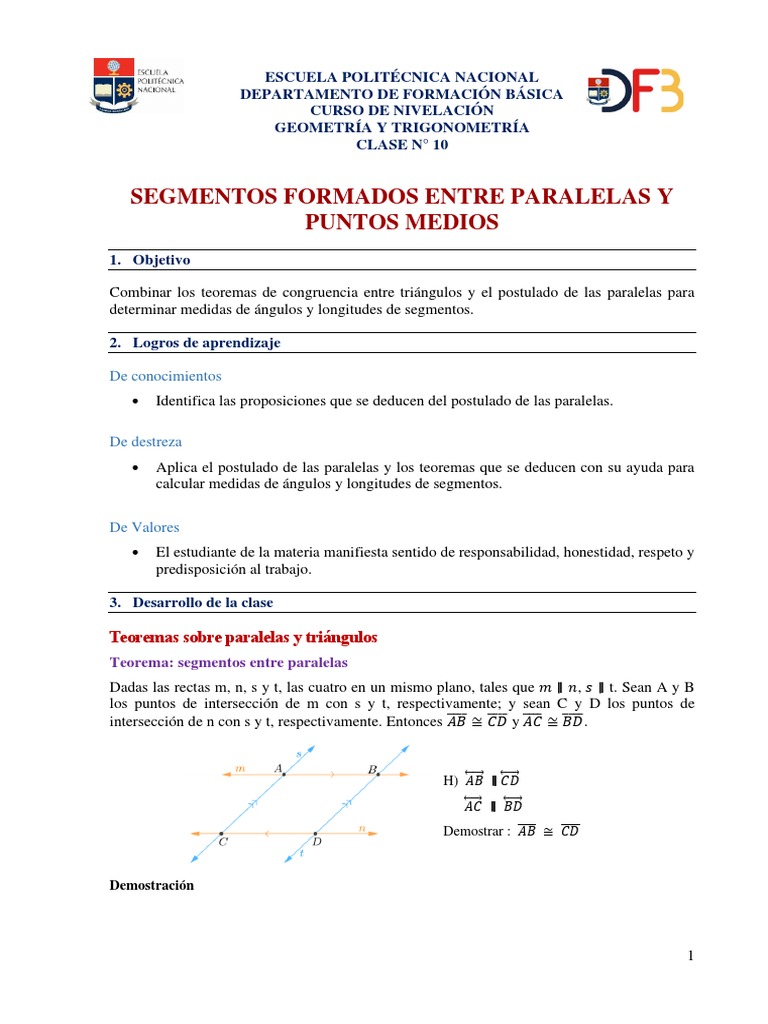 Clase 10 Segmentos Entre Paralelas | PDF | Triángulo | Rectángulo