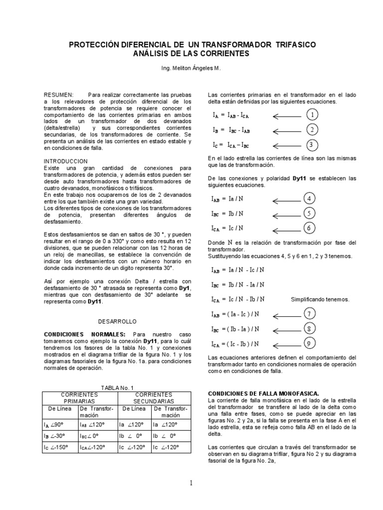 87T Diferencial de Transformador | PDF | Transformador | Corriente alterna