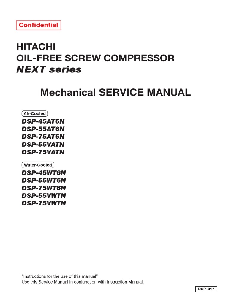 Hitachi DSP Series Compressor Manual | PDF | Valve | Throttle