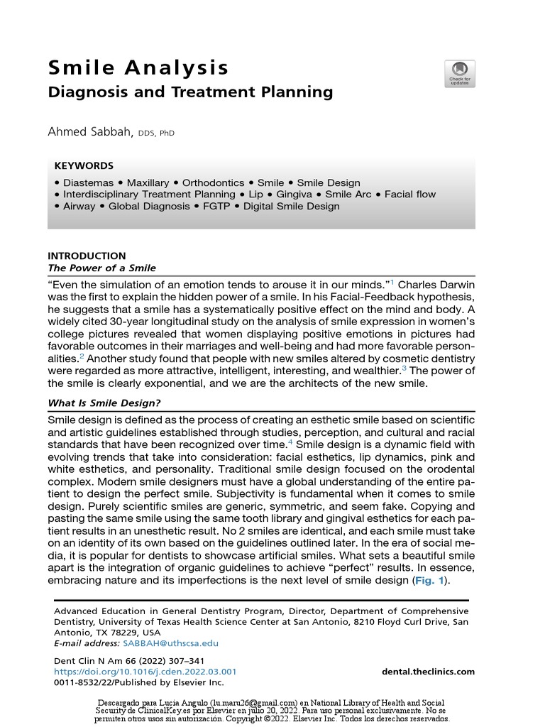 Smileanalysis: Diagnosis and Treatment Planning | PDF | Dentistry Branches | Mouth