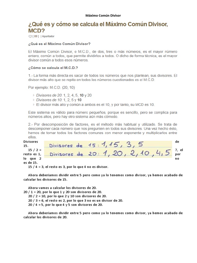 Cálculo del Máximo Común Divisor | PDF | Loseta | Aritmética