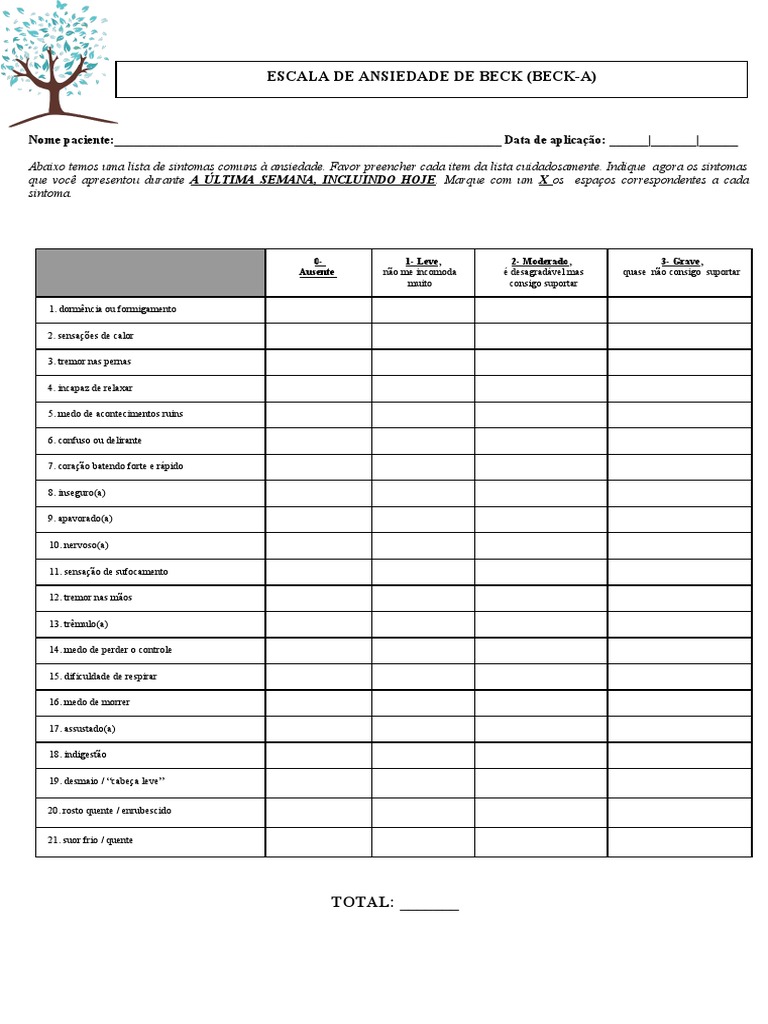 Escala de Ansiedade de Beck: Sintomas e Avaliação | PDF