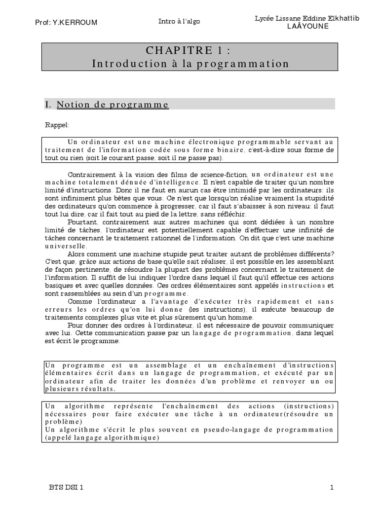 Introduction à l'Algorithmique | PDF | Programme informatique | Programmation