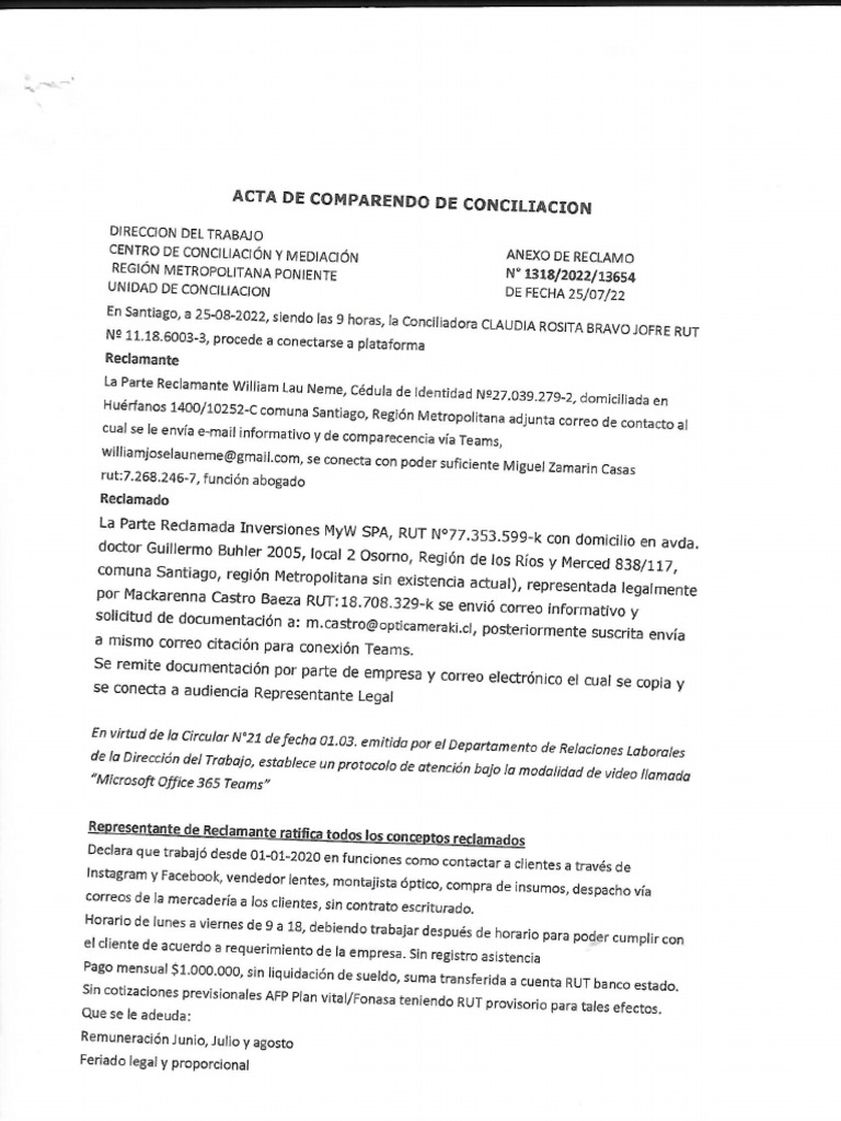 Certificado de afiliación a Fonasa, AFP y AFC de William Lau Neme | PDF