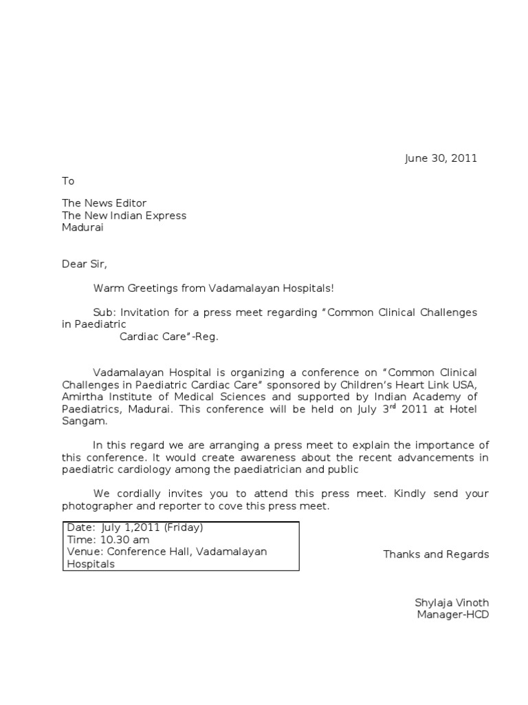 Press Invitation | PDF | Surgery | Heart