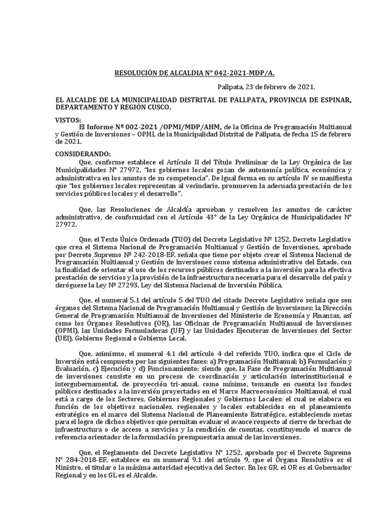 Resolución de Alcaldia N | PDF | Gobierno local | Gobierno