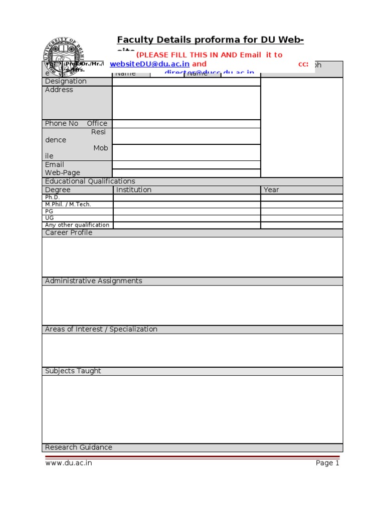 Faculty Proforma | PDF | Art | Technology & Engineering