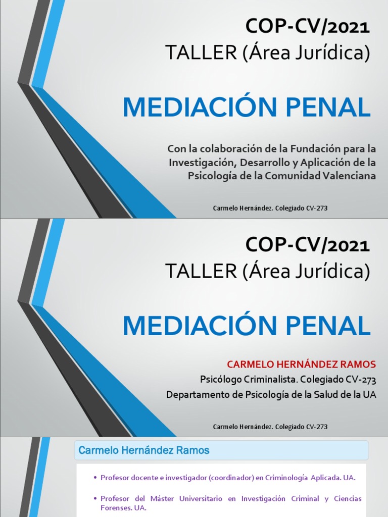 Avance Pt1. Taller Mediaci N Penal 1. Prof. Carmelo Hern Ndez | PDF | Mediación | Derecho penal