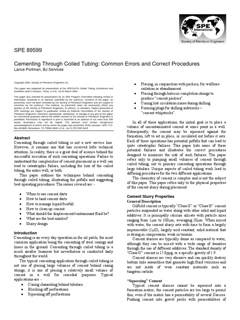 Coiled Tubing Cement Squeeze Challenges | PDF | Casing (Borehole) | Pressure
