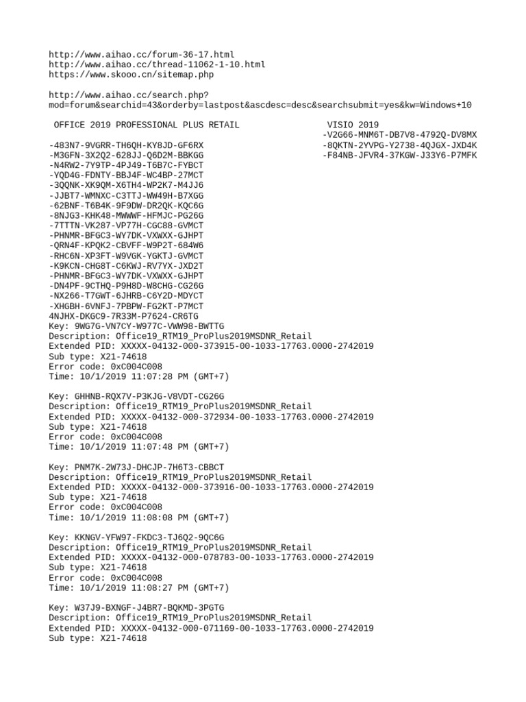 OFFICE2019CLAVES | PDF | Software Development | Information Age
