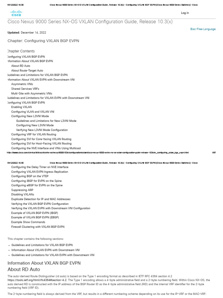 Cisco Nexus 9000 Series NX-OS VXLAN Configuration Guide, Release 10.3 (X) - Configuring VXLAN ...