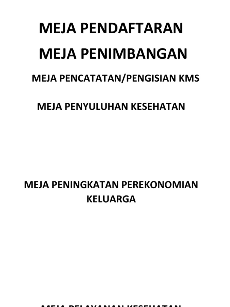 Meja Layanan Posyandu Terpadu | PDF