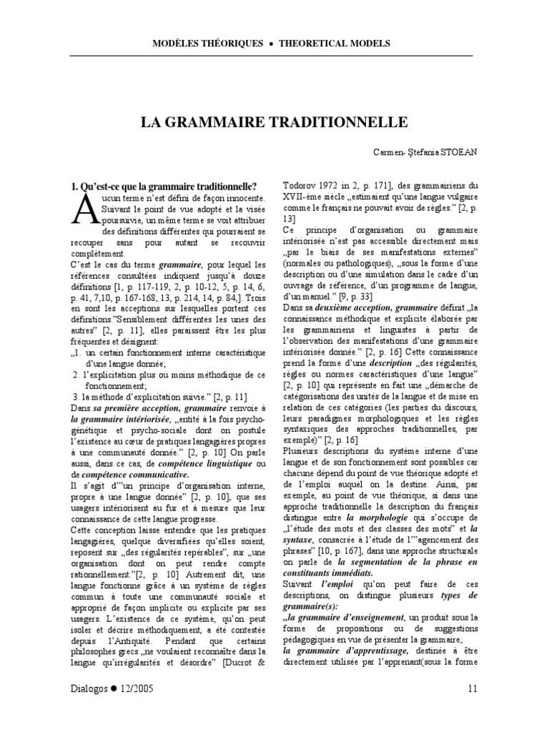 La Grammaire Traditionnelle Définie | PDF | Nom (grammaire) | Nature ...