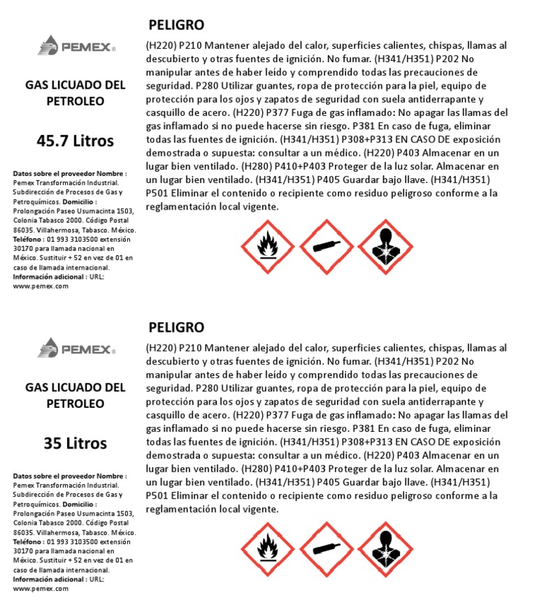 Hoja de Seguridad Gas LP 2024 | PDF | Química | Materiales