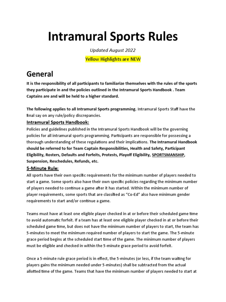 Intramural Sports Rules | PDF | Basketball Positions | Rules