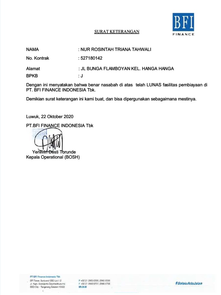 PDF Surat Keterangan Lunas Bfi Compress | PDF