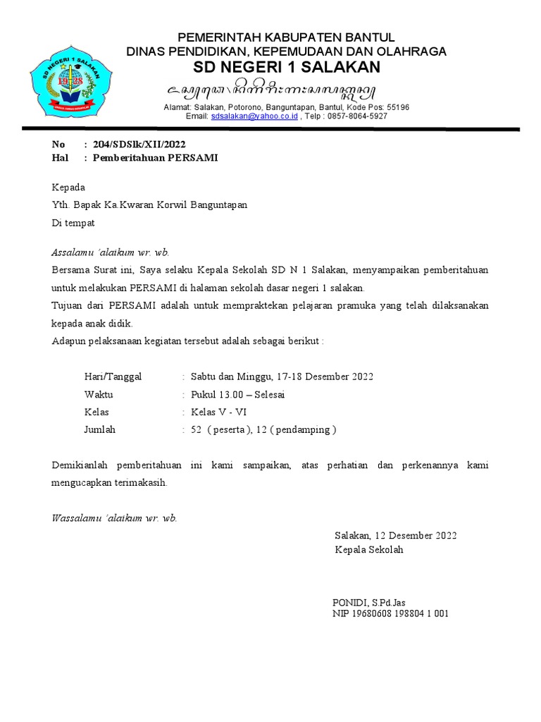 SK No.204 - Pemberitahuan PERSAMI | PDF