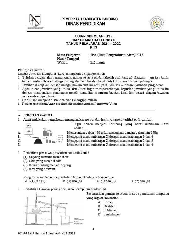 Soal Us Ipa 2022 | PDF