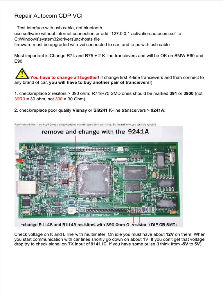 Repair Autocom CDP Vci | PDF | Resistor | Printed Circuit Board