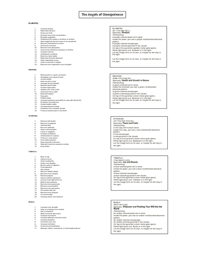 Jareth Tempest - The Angels of Omnipotence - Guide | PDF | Disciplines ...