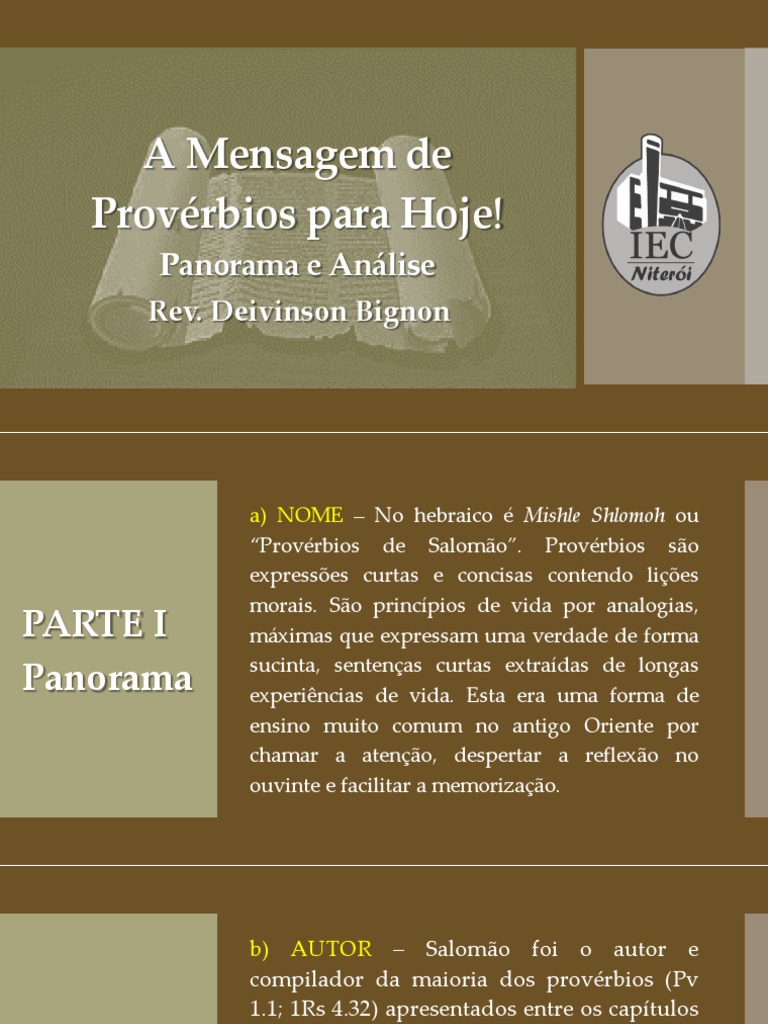 A Mensagem de PROVÉRBIOS | PDF | Livro dos Provérbios | Sabedoria