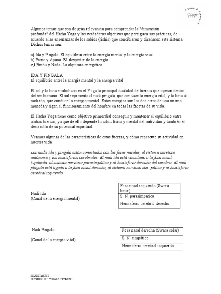 IDA y PINGALA | PDF | Sistema respiratorio | Yoga