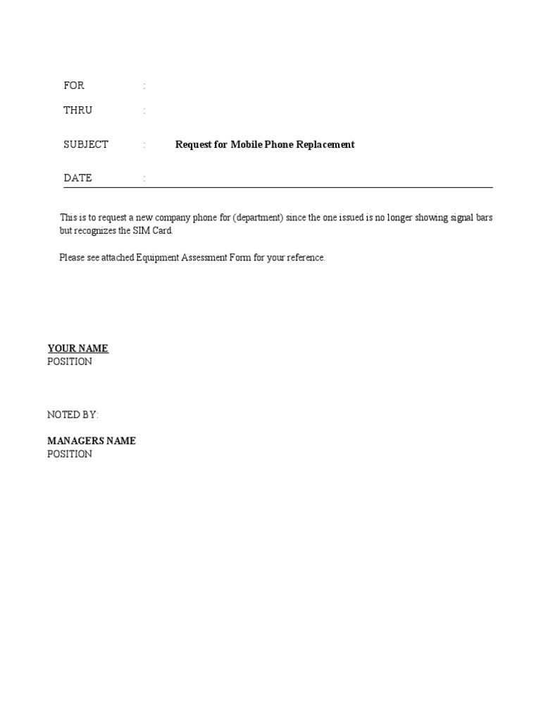 Request for Mobile Phone Replacement | PDF