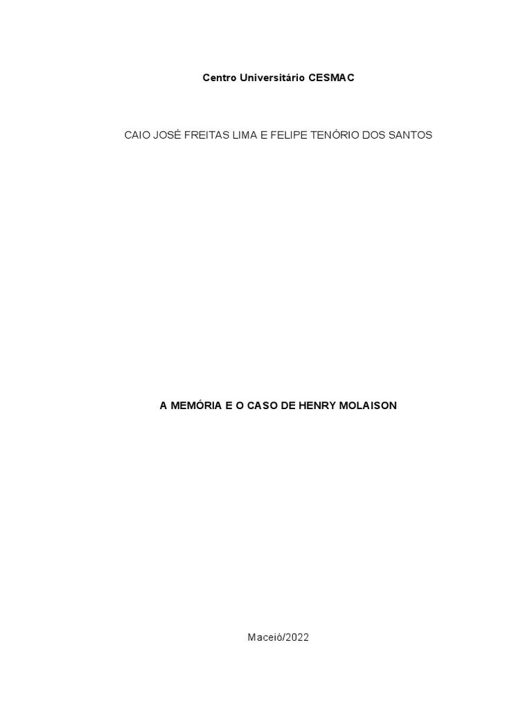 O Caso de HM | PDF | Memória | Psicologia