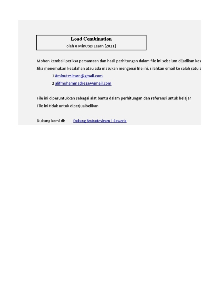 Load Combination (Input ETABS or SAP2000) | PDF