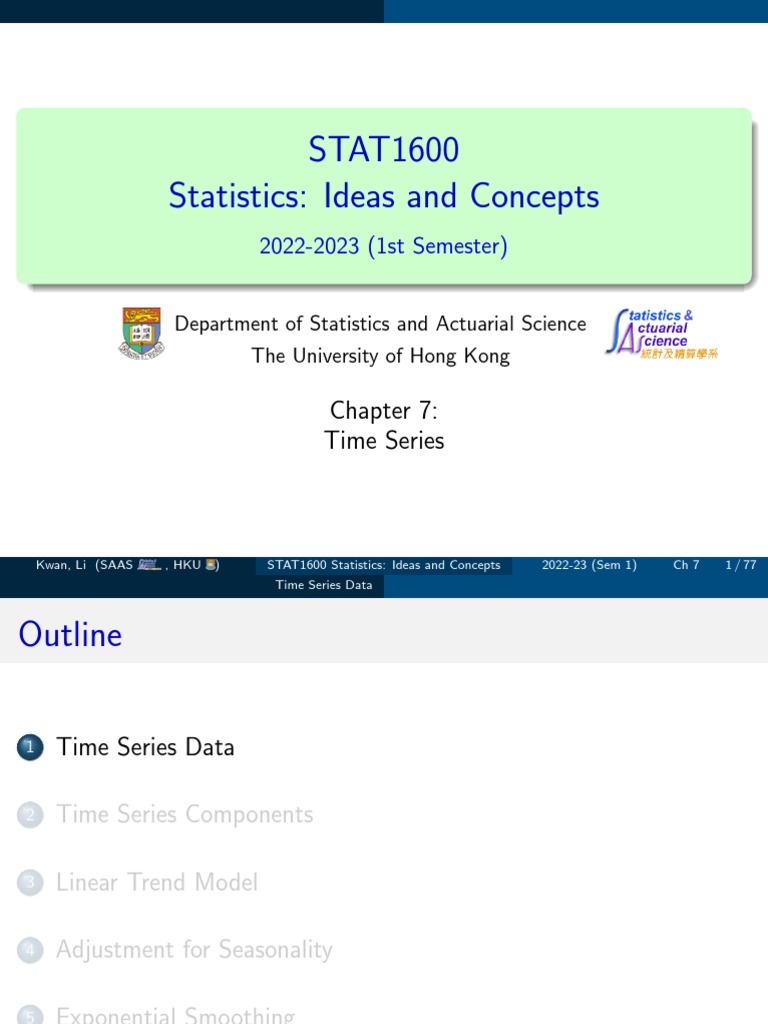 STAT1600 (22-23, 1st) Chapter 7 - Time Series | PDF | Errors And Residuals | Mean Squared Error