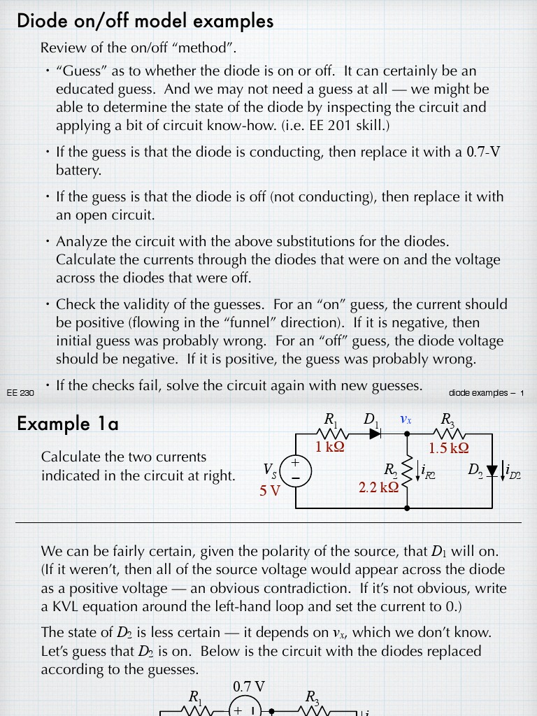 Diode On/Off Circuit Analysis Examples | PDF | Electrical Network | Diode