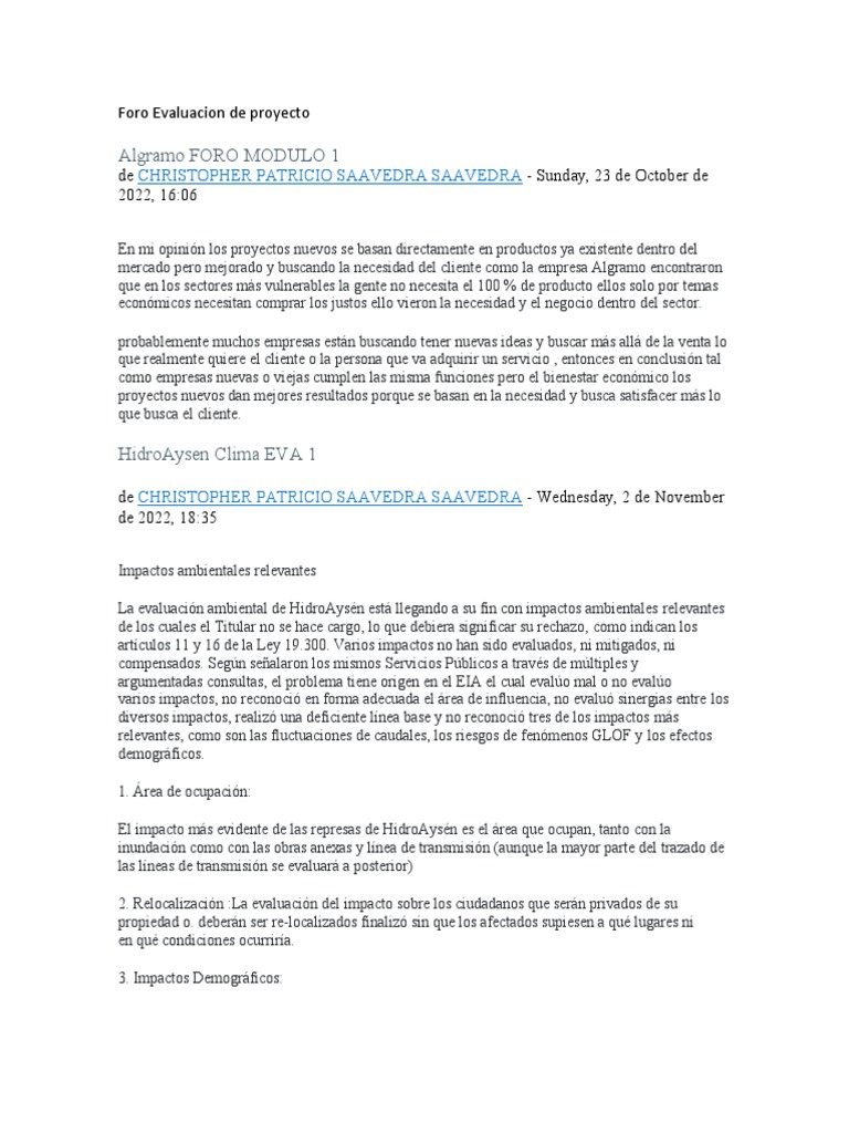 Foros y Eva | Descargar gratis PDF | Economias