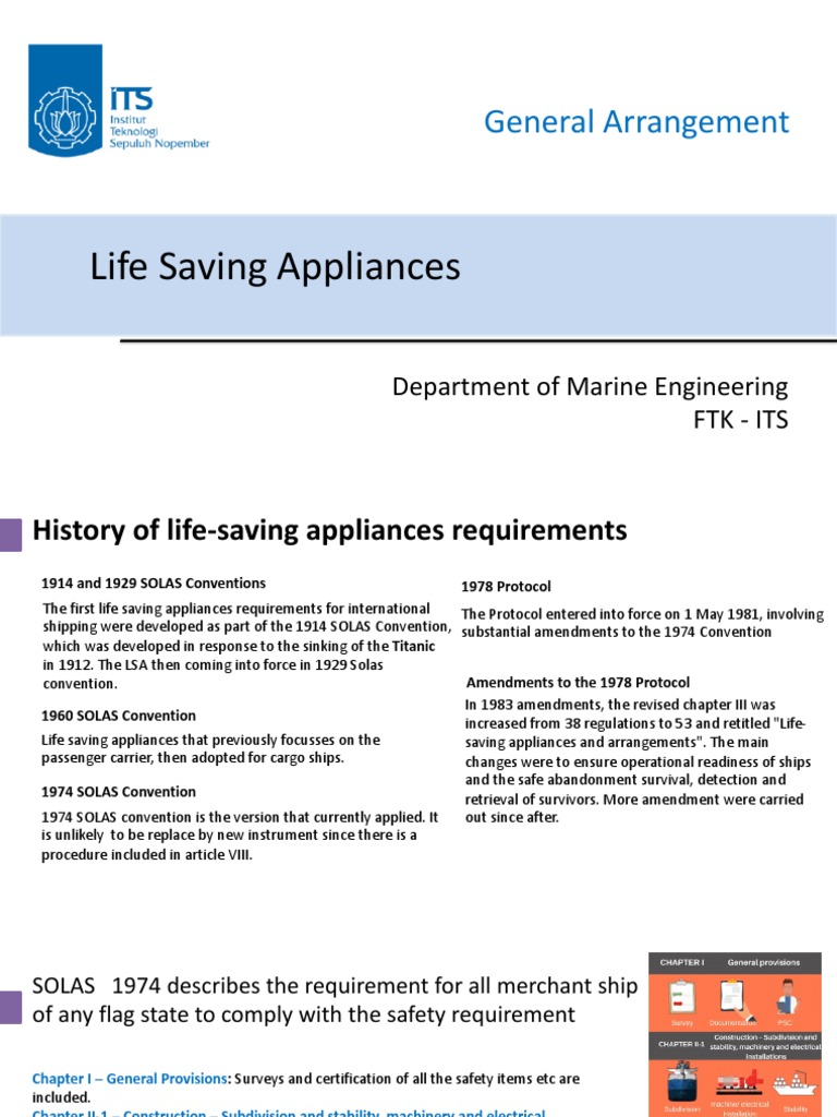 Overview of Life-Saving Appliances | PDF | Ships | Water Transport