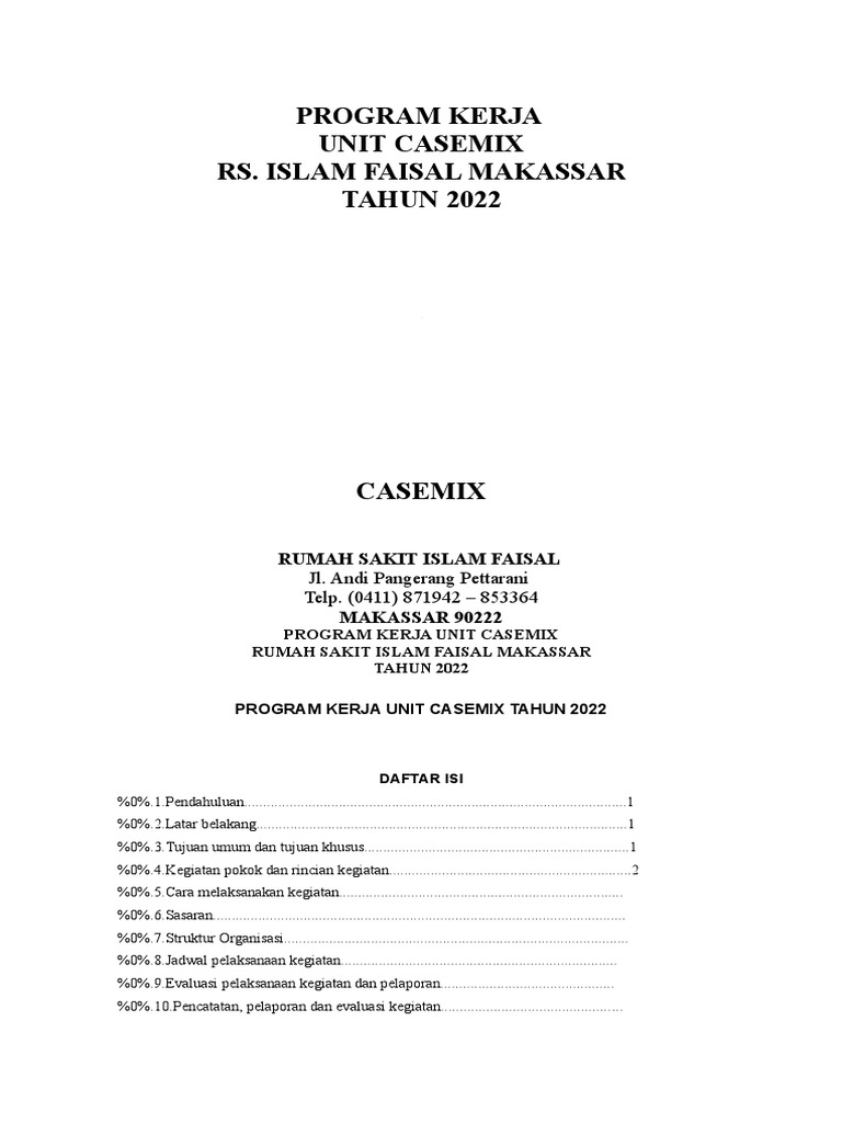 Program Kerja Casemix | PDF