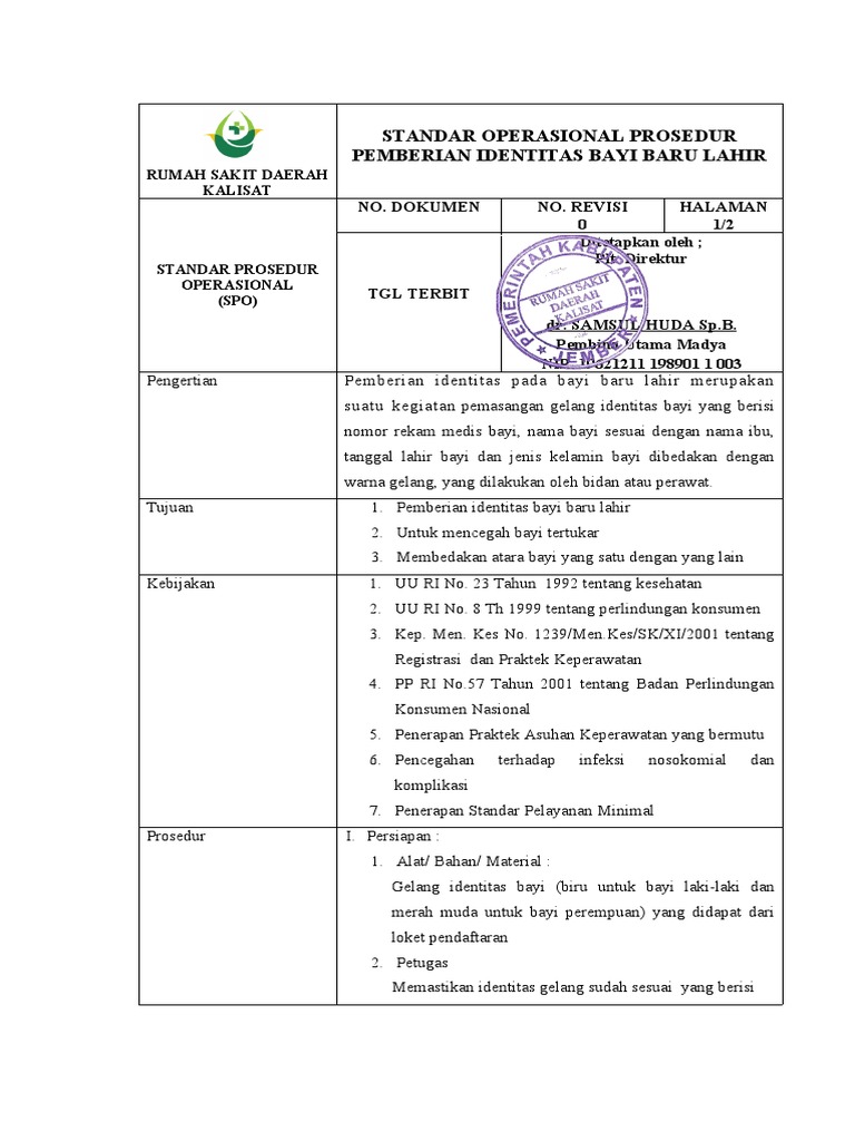 Prosedur Pemberian Identitas Bayi Baru Lahir | PDF | Pengembangan Diri