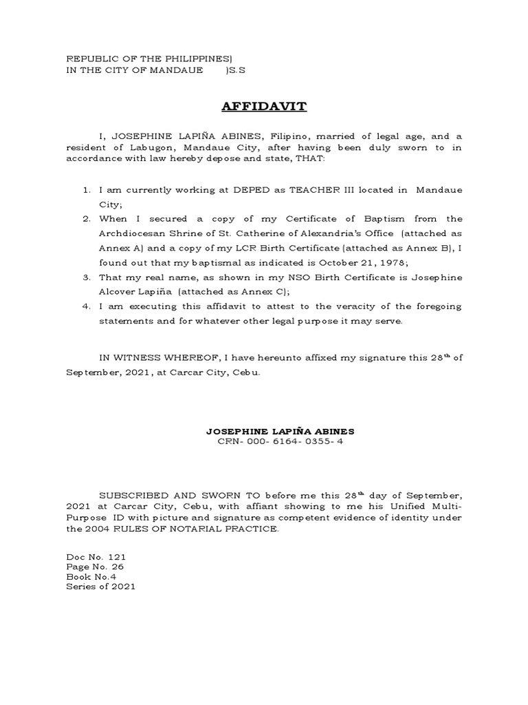 Affidavit - Baptismal | PDF