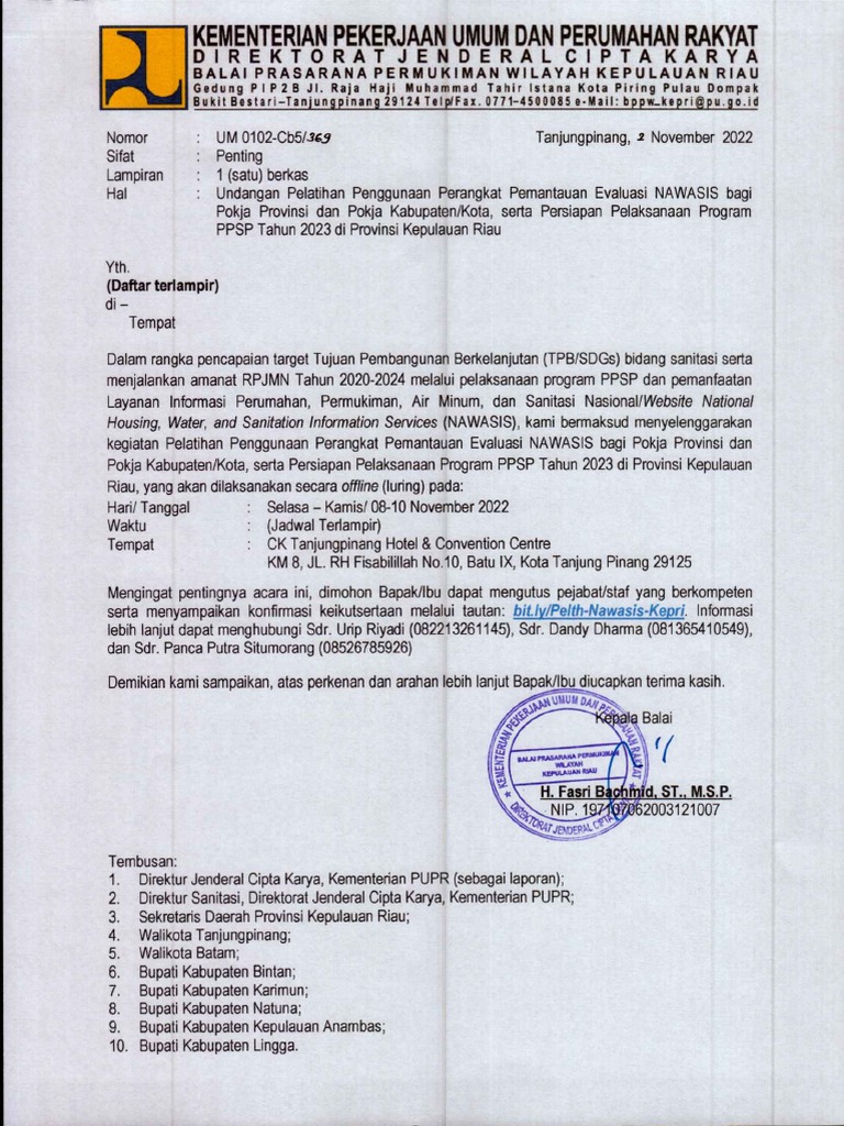 (Terlampir) Undangan Pelatihan Penggunaan Perangkat Pemantauan Evaluasi ...