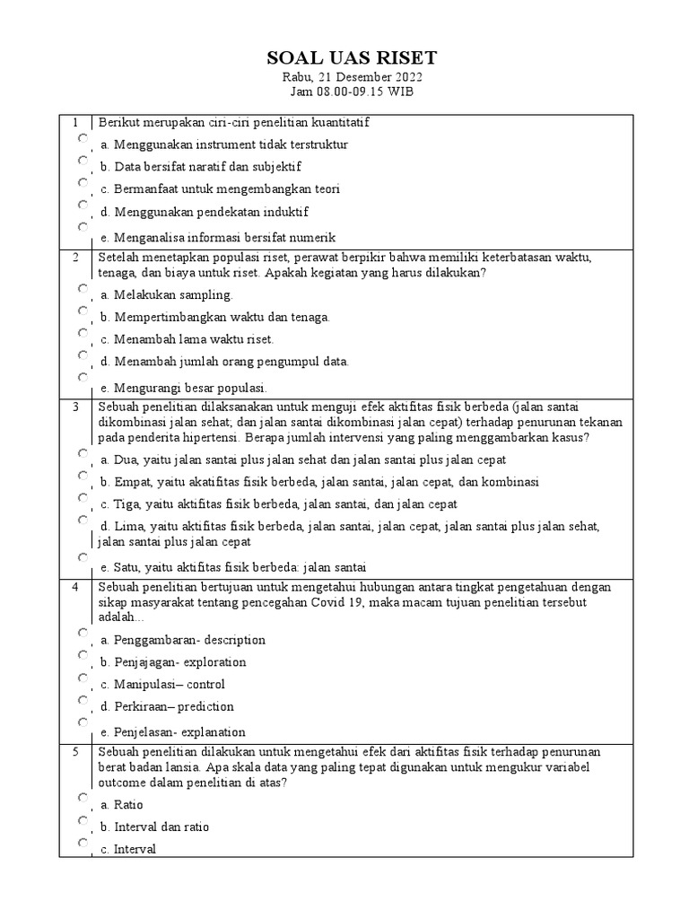 Soal Uas Riset | PDF