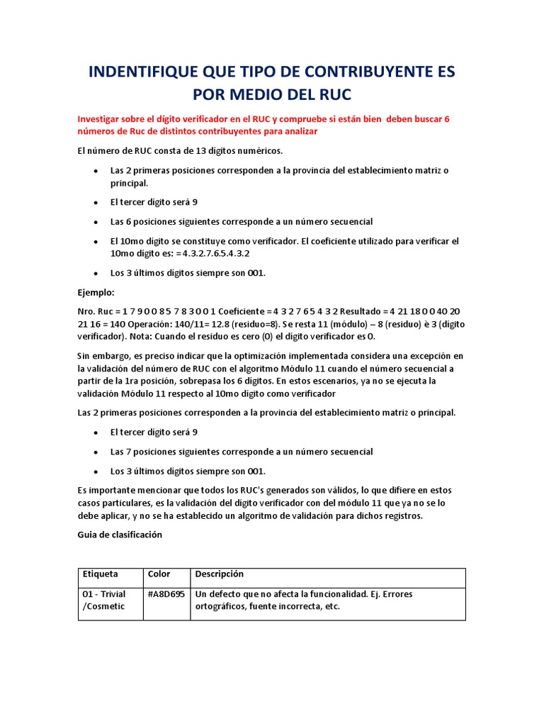 Ejemplo y Validación del RUC en Ecuador | PDF | Sustracción | Ecuador