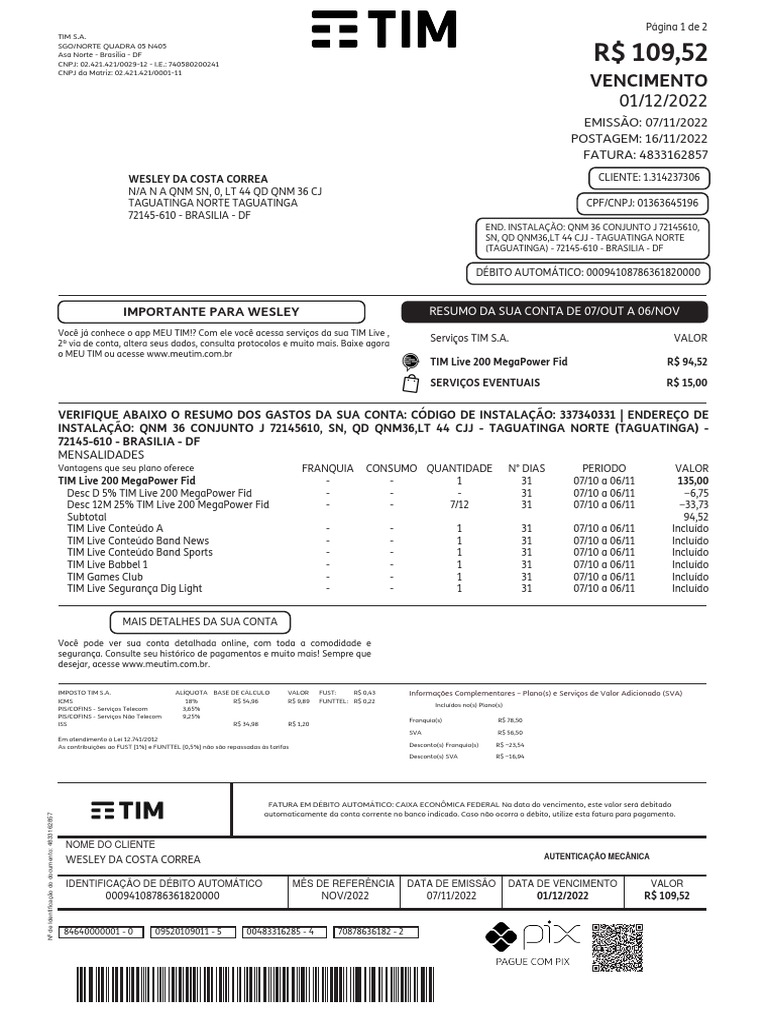Fatura | PDF | Bancos | Serviços financeiros