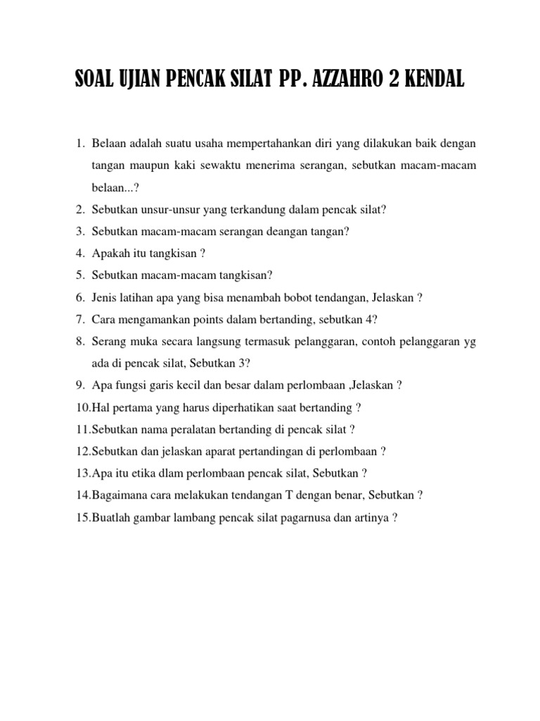 Soal Ujian Pencak Silat PP | PDF