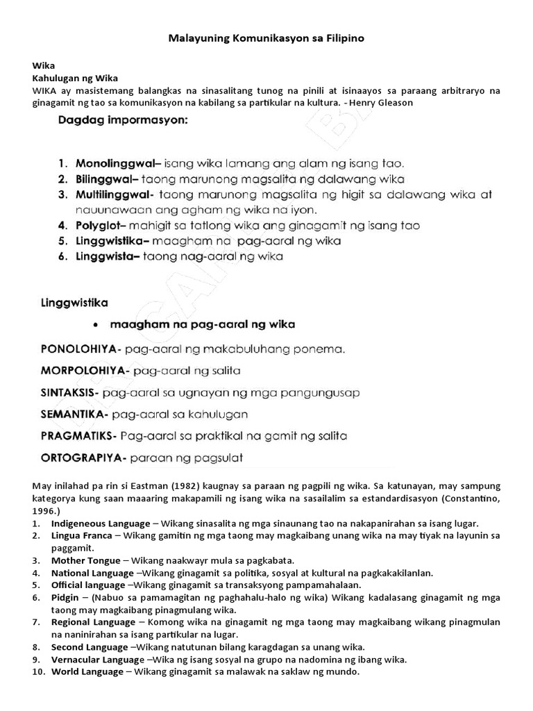 Malayuning Komunikasyon Sa Filipino | PDF