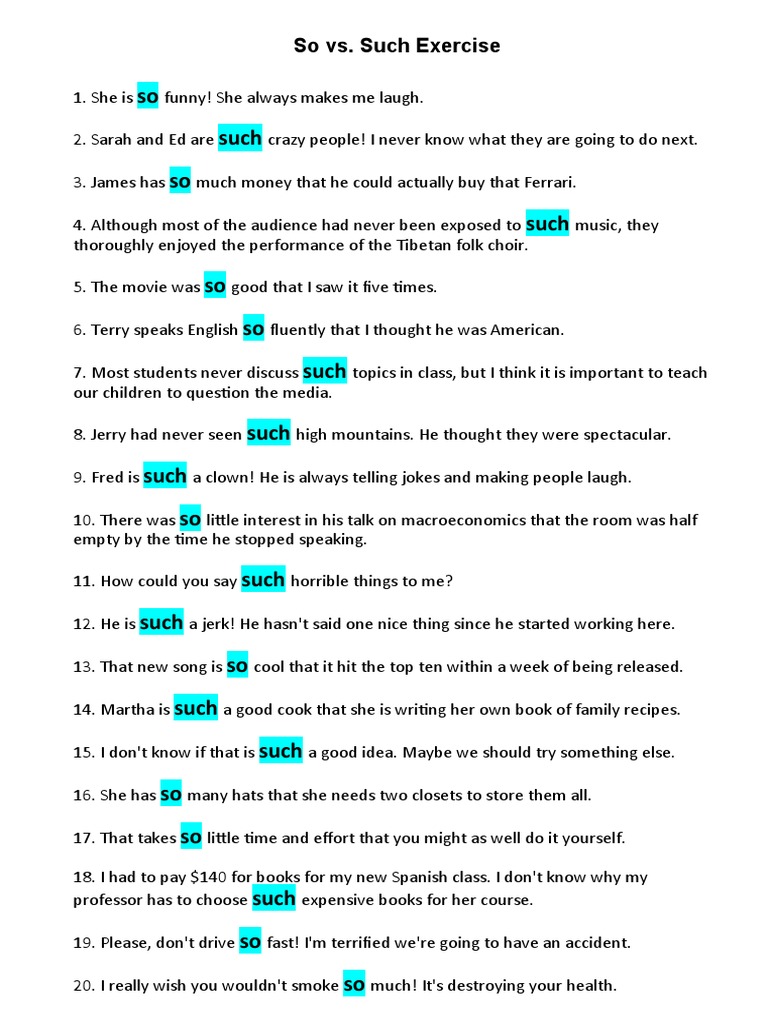 ENGLISH Class So Vs Such 26 11 2022 | PDF