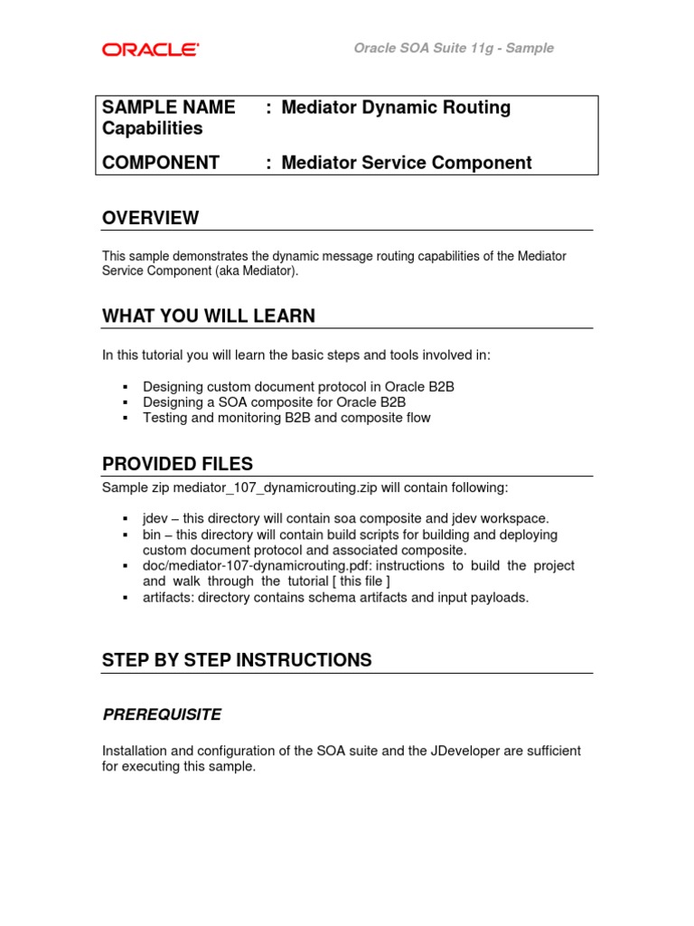 Oracle SOA 11g: Mediator Dynamic Routing | PDF | Oracle Database ...