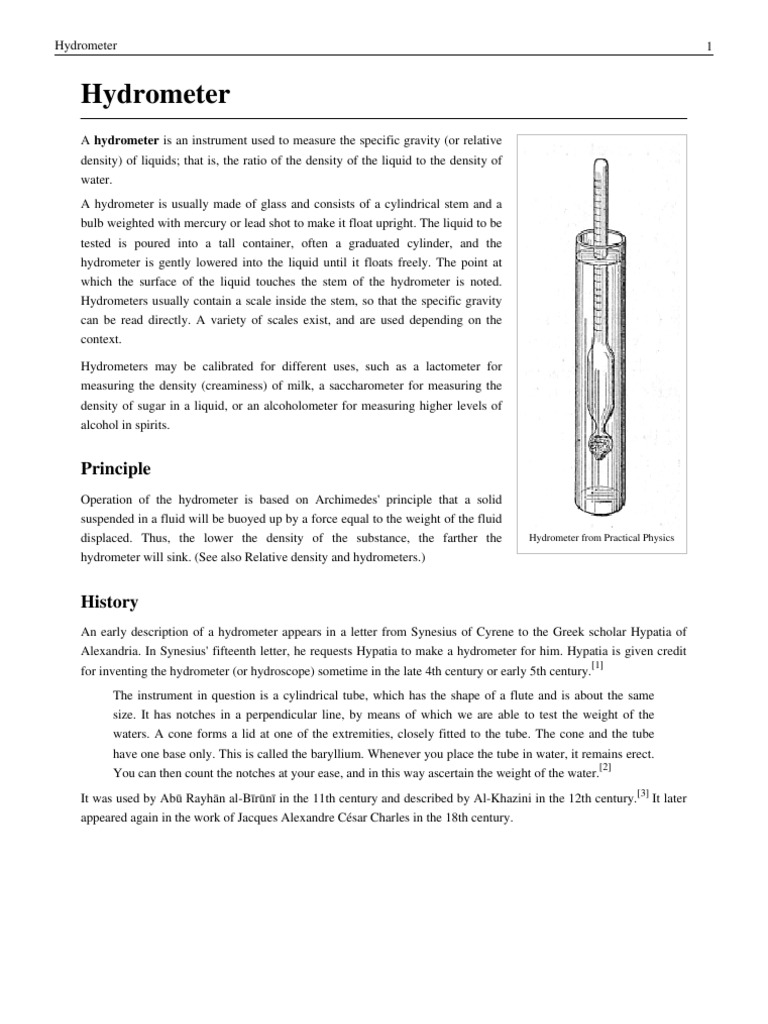 Hydrometer | PDF | Physical Quantities | Quantity