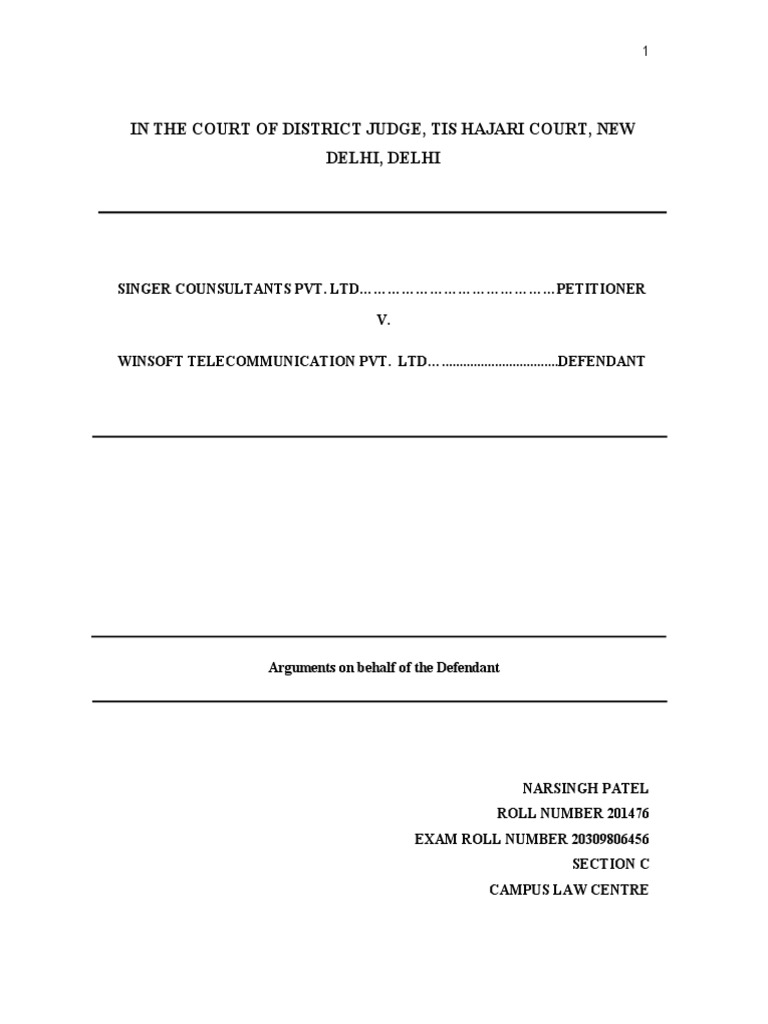 Mock Trial: Singer vs. Winsoft Case Summary | PDF | Lease | Damages