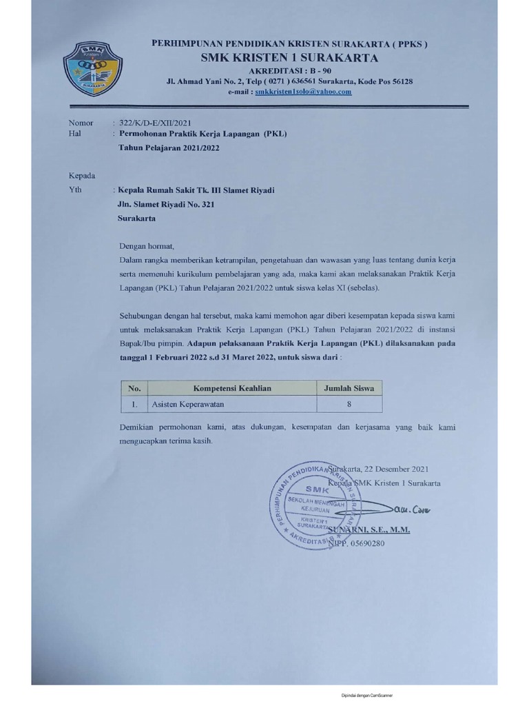 Surat Permohonan PKL | PDF