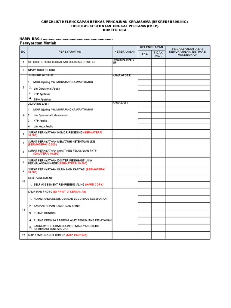 Checklist Rekredensialing Klinik Tresnawulan | PDF