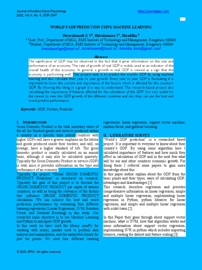 Worlds-GDP-predection Using Machine Learning | PDF | Gross Domestic ...