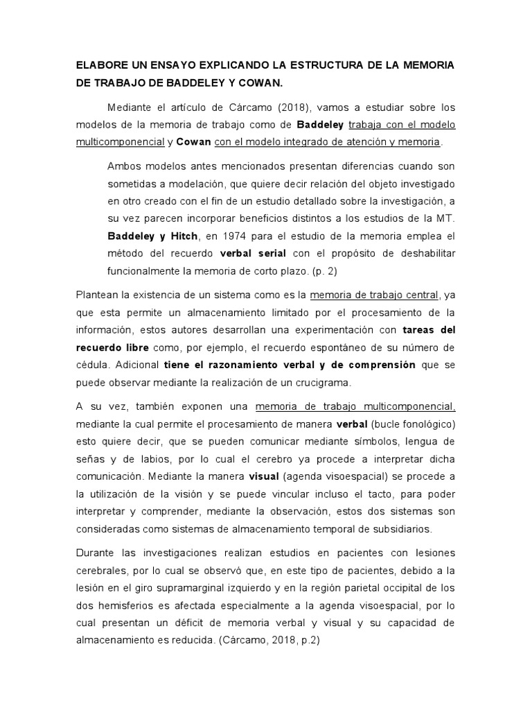 NEUROPSICOLOGÍA FORO Semana 3 | PDF | Memoria | Memoria de trabajo NEUROPSICOLOGÍA FORO Semana 3 | PDF | Memoria | Memoria de trabajo